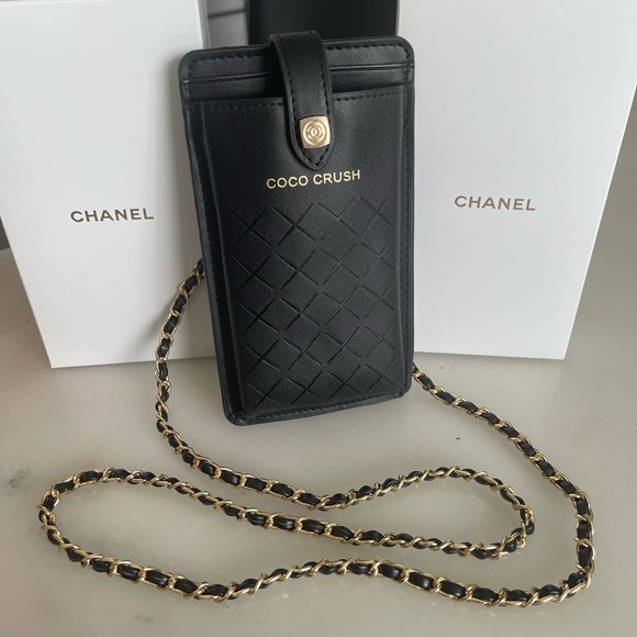 CHANEL | Accessories | Chanel Black Coco Crush Phone Holder | Poshmark
